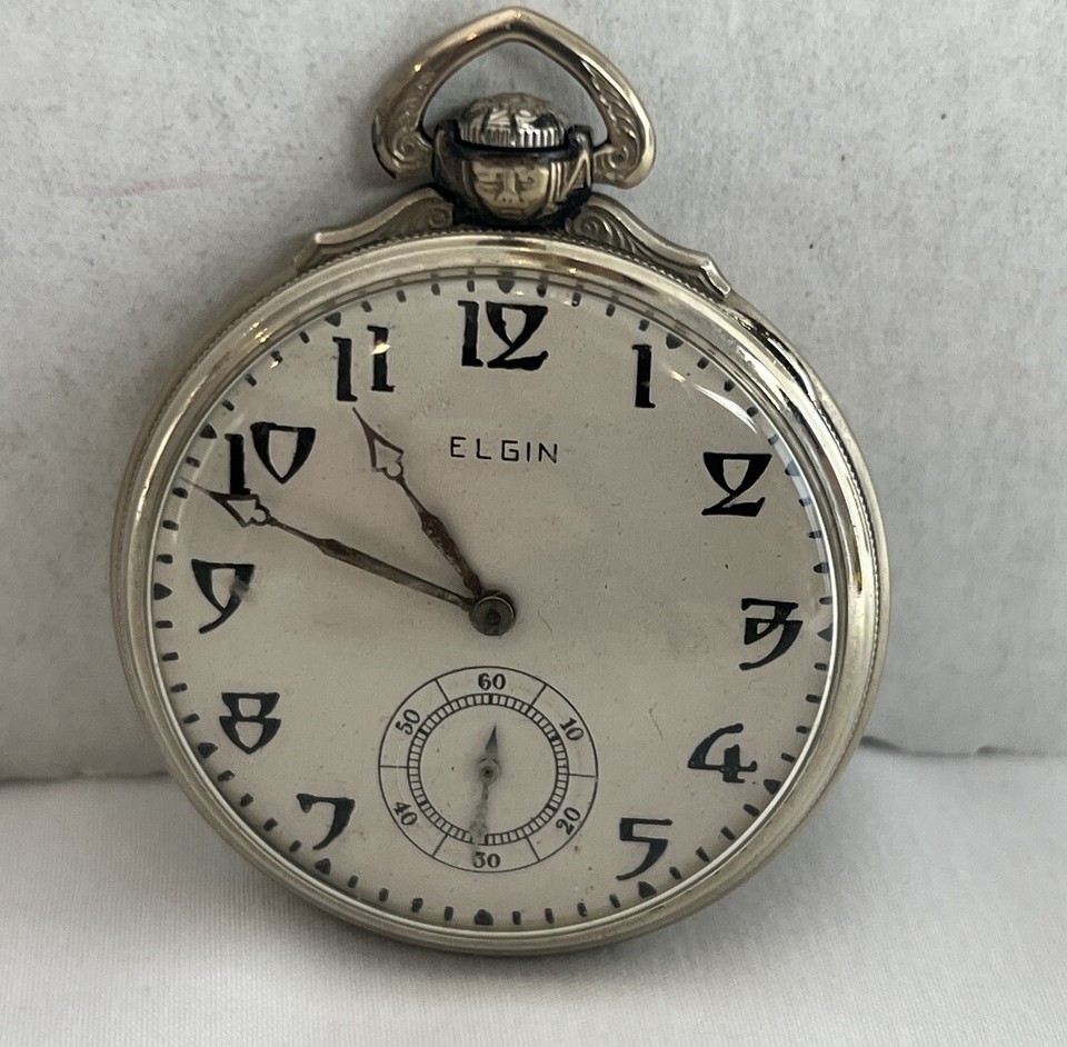 14K White Gold Filled Vintage ELGIN Pocket Watch NOT WORKING 17 Jewels | eBay