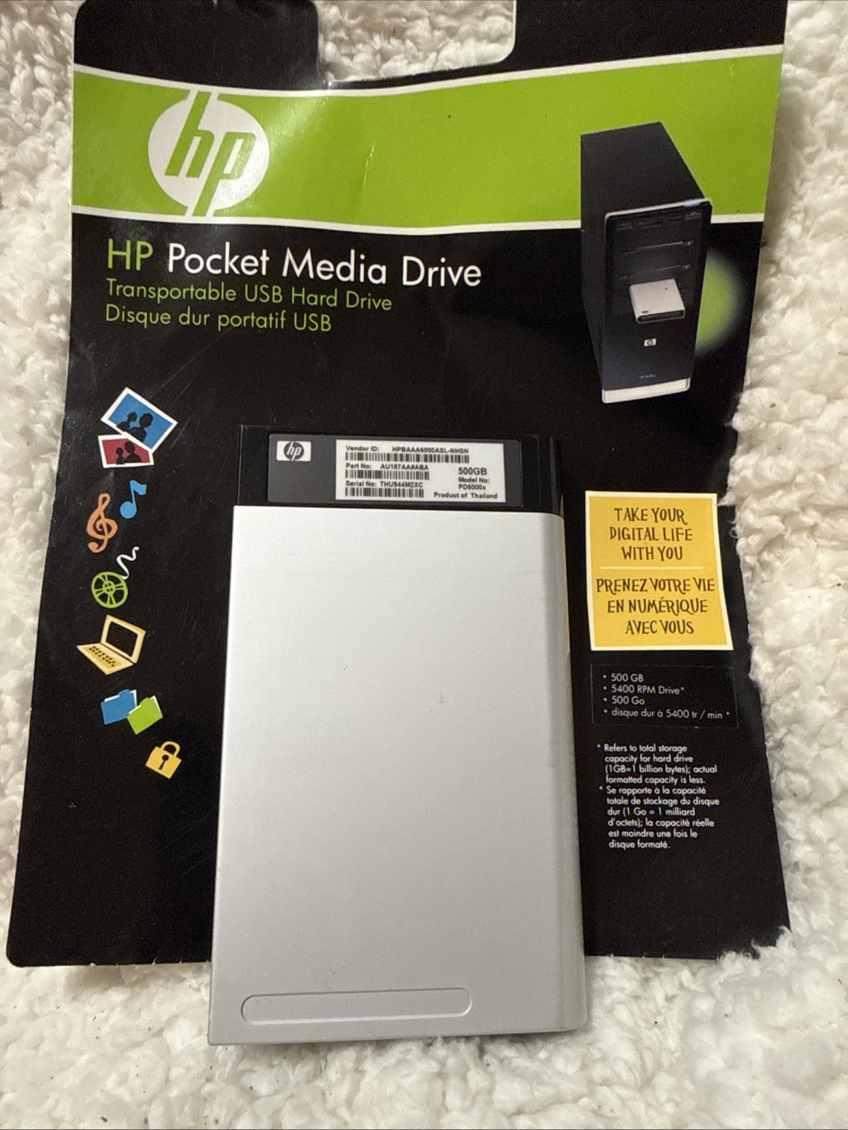 HP Pocket Media Drive 640 GB USB 2.0, External Hardrive PD6400z | eBay