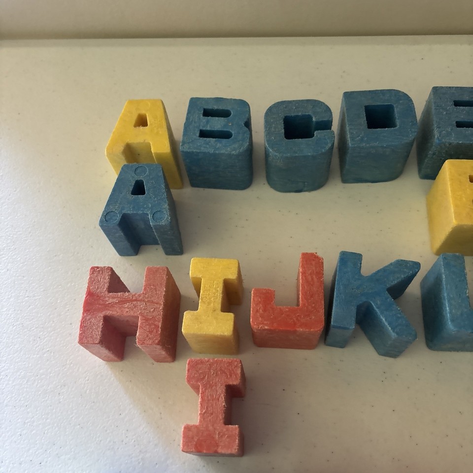 29 Vintage 2 Inch Mattel Tuff Stuff ABC's Alphabet Letter Blocks 1971 ...