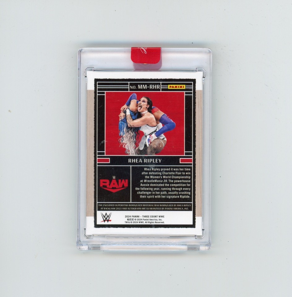 2024 Panini Three Count WWE Rhea Ripley Massive Mat Autograph Relic #d ...