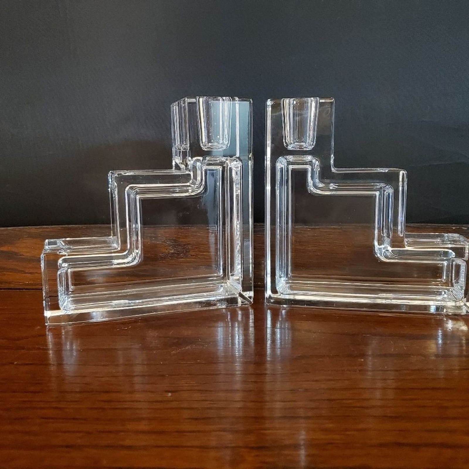 ORIGINAL Art Deco WILBER ORME "PRISTINE" MMA Glass Candle Holders Pair ...