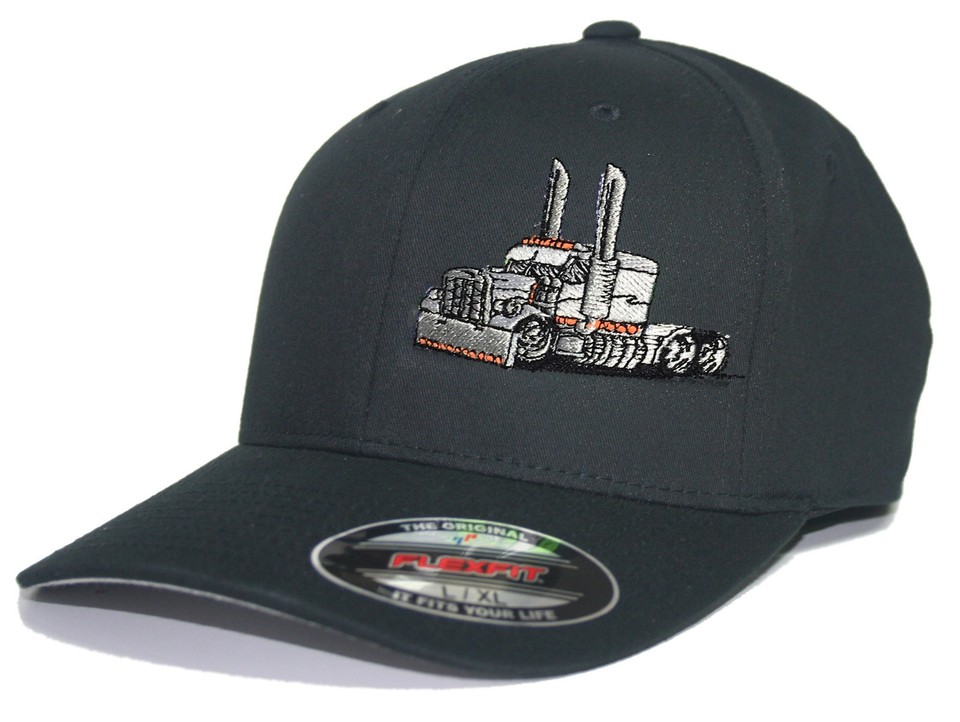 TRUCKER HAT FLEXFIT FITTED CAP RIG TRACTOR PETERBILT KENWORTH MACK ...