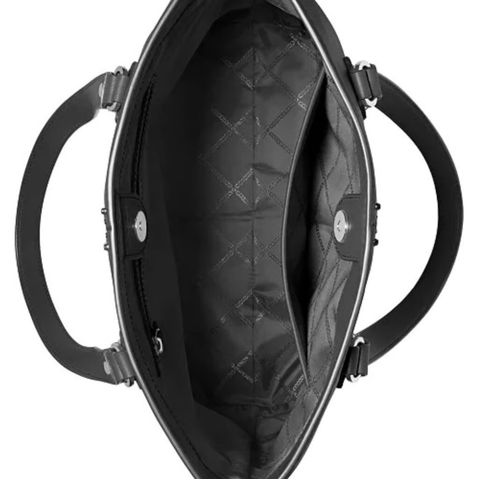 Michael Kors Astor XLTote Black Refined Leather Silver Rivets LUXURY ...