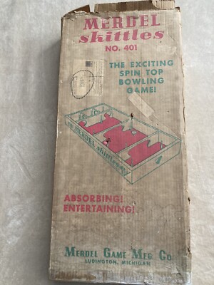 Vintage Merdel Skittles 401 Bowling Game 11 Pins + 2 Spinners With ...
