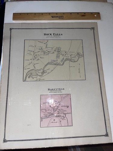 Antique 1869 Rock Falls Baileyville Middlefield CT CONNECTICUT ...