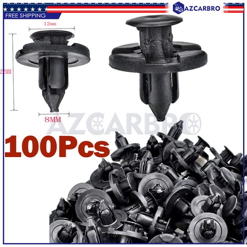 100pcs 8mm Hole Dia Plastic Rivets Fasteners Push Clips Black for Fiat ...