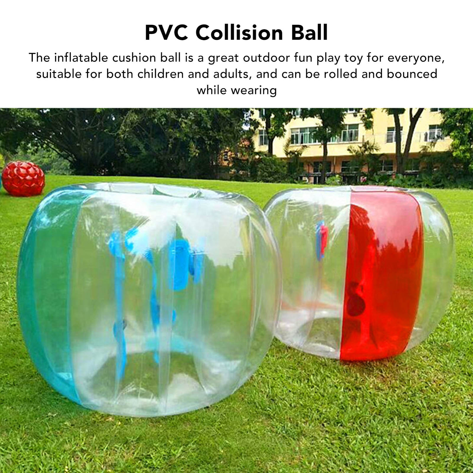 (Blue Transparent)Inflatable Bump Ball Human Collision Ball PVC Body ...