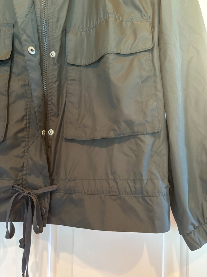 Apana Windbreaker Jacket Olive Green Hooded Rain Coat Size Womens L | eBay