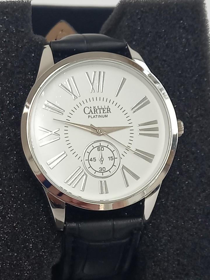 Mens Amelia Carter "Platinum" Wristwatch. White Dial. Working. Boxed ...