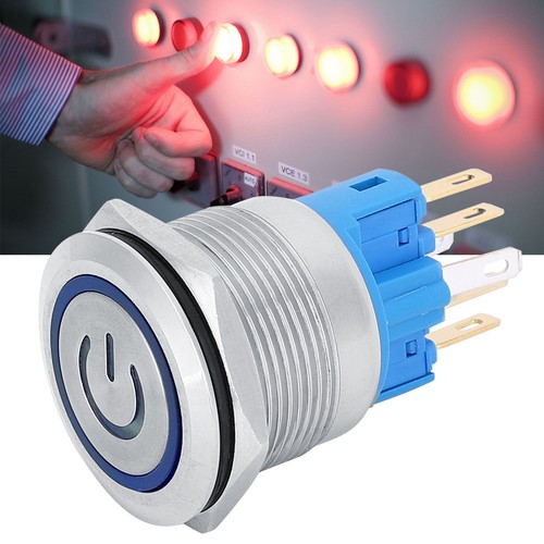 2Pcs AC220V 22mm Stainless Steel Self Locking 6 Pin Push Button Switch ...