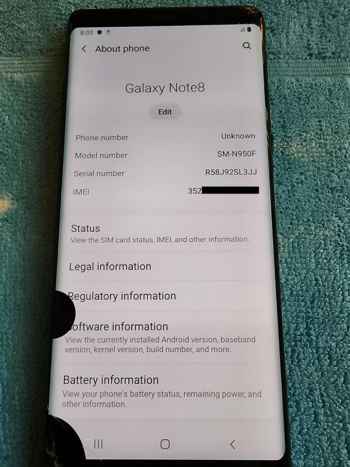 Samsung Galaxy Note 8 - Black (works fine but bleed and cosmetic damage ...