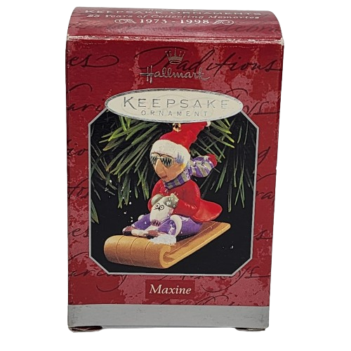 Vintage 1998 Hallmark Maxine Ornament Sled With Dog Christmas Very Nice ...