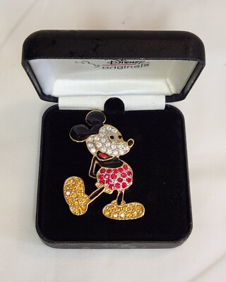 Disney Swarovski Crystal Mickey Mouse Brooch Pin - Original Box ...