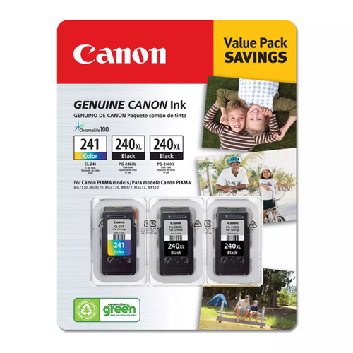 Canon 240XL Black & 241 Color Printer Ink Value Pack Genuine 3 Pack New ...