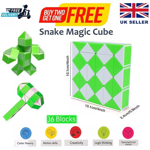 Qiyi 36 Blocks Magic Snake Cube Twisty Brain Teaser Ruler Puzzle Fidget ...
