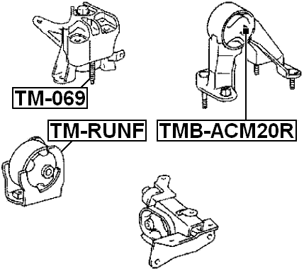 TMB-ACM20R Febest REAR ENGINE MOUNT BUSHING 12371-28060, 12371-28090 ...
