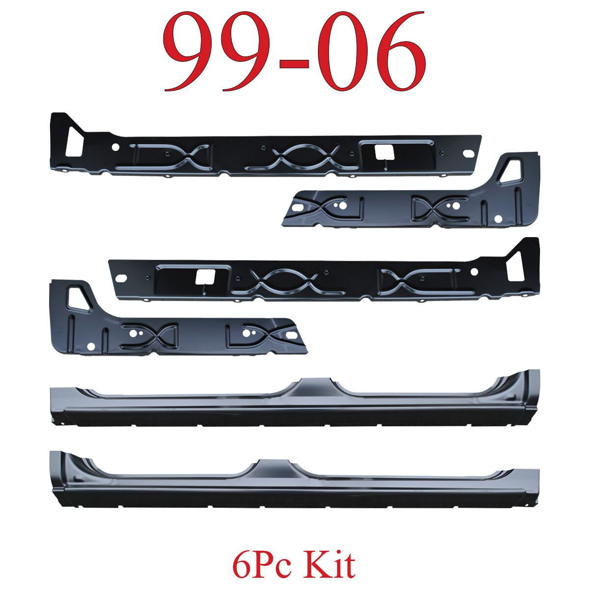 99 06 Chevy 6Pc Crew Cab Extended Rocker, Inner Rockers Front & Rear ...