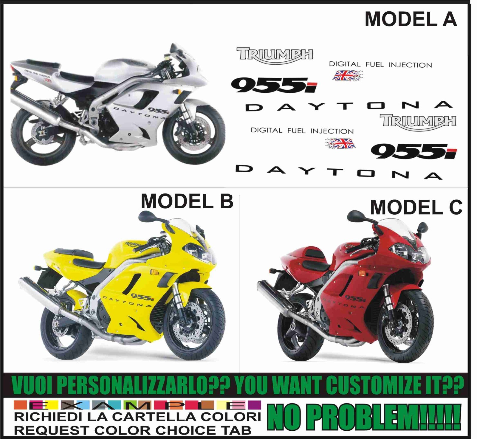 Adhésifs 955I DAYTONA 2002 2003 Kit Compatible | eBay UK