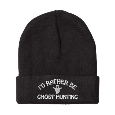 Beanies for Men I'D Rather Be Ghost Hunting Embroidery Acrylic Skull ...