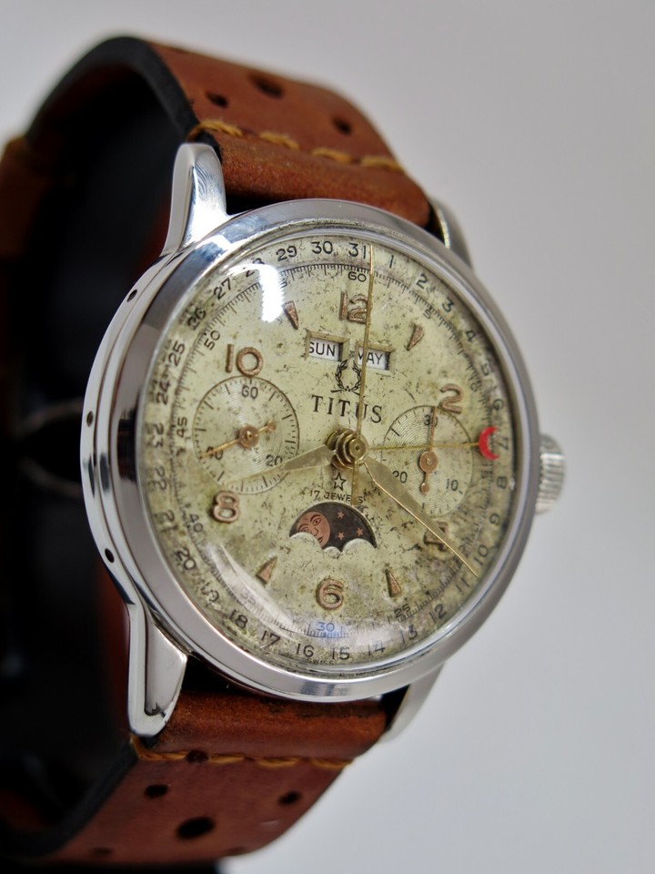 Chronograph TITUS, triple calendar, moonphase, Landeron 186 hand ...