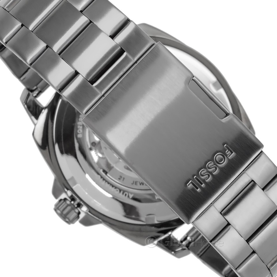 FOSSIL Privateer Mens 21-Jewel Automatic Watch, Skeleton Dial, Gunmetal ...