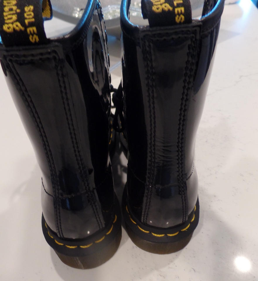 WOMEN'S, DR. MARTENS, AIR WALK, SHORT BOOTS, BLACK PATENT LEATHER, NEW ...