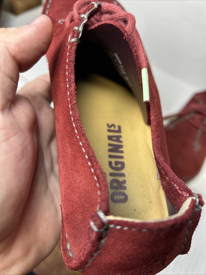 Clarks Originals Faraway Field Red Suede Crepe Bottom Shoes Moccasin ...