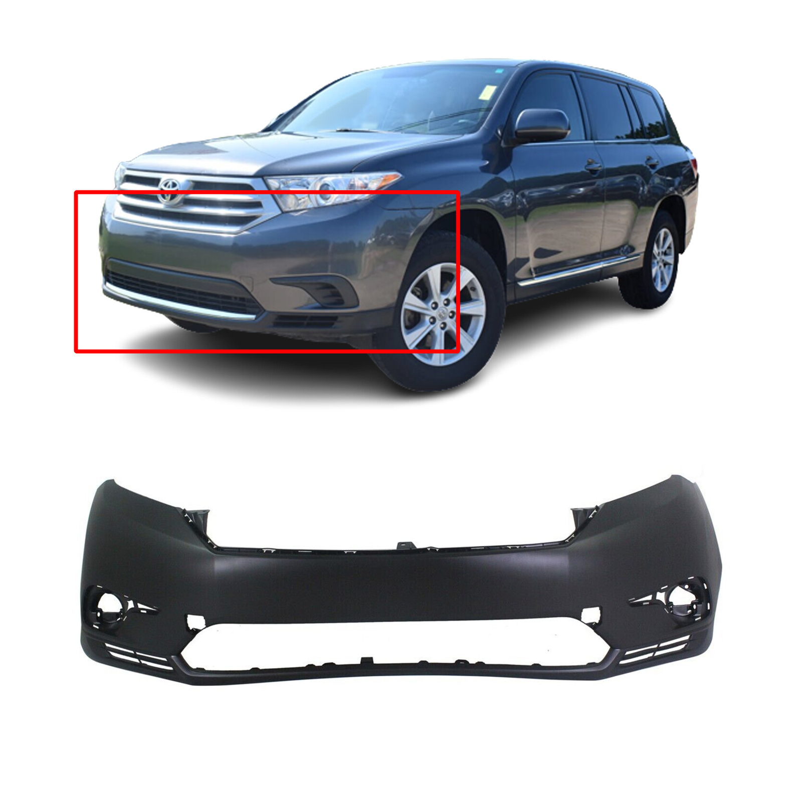 2011-2013 Toyota Highlander Front Bumper Cover | Primed | 521190E914 ...