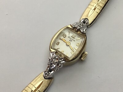 Vintage Bulova 10k RGP 23 Jewel Mechanical N4 5BD Diamond Wristwatch ...