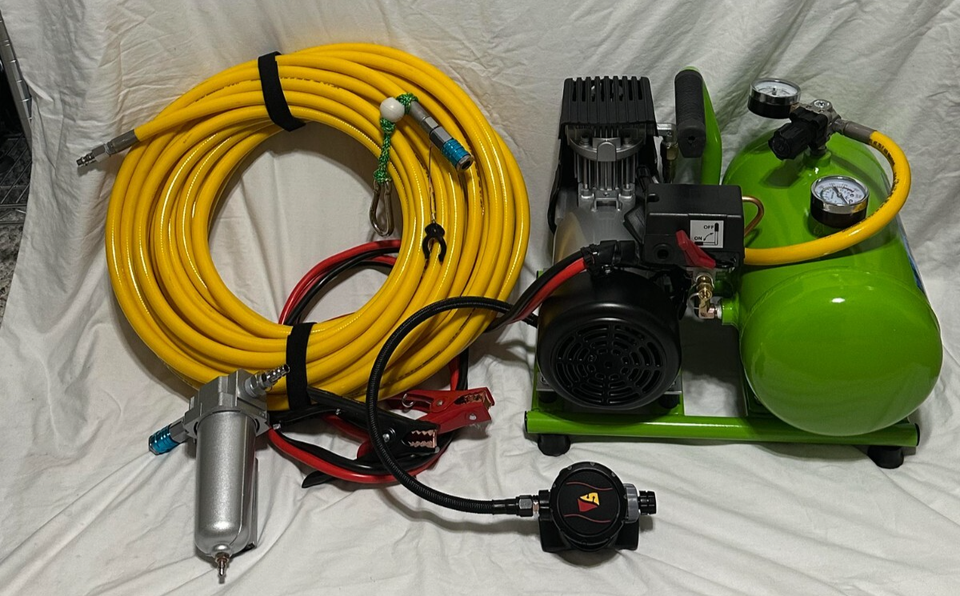 Hookah Diving raft with 12 Volt Elite dive pump 50' hose and Dive Rite ...