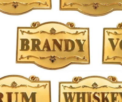 BRANDY~1 Gorgeous Liquor Decanter Tag Label STUNNING BRASS w Adjustable ...