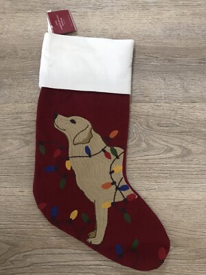 Pottery Barn Tangled Lab Crewel Embroidered Stocking New with Tag | eBay