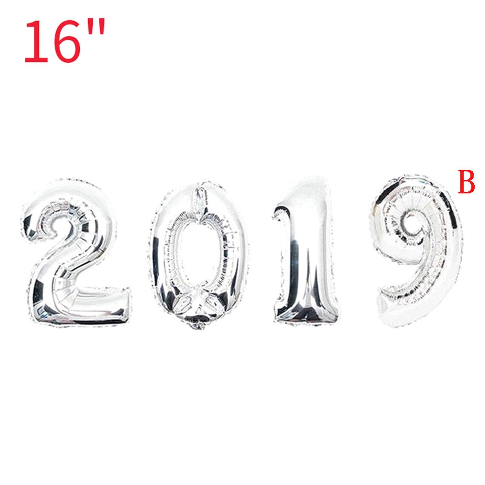 16" 32" Number Balloon 2019 Mylar Foil Balloons New Year Home ...
