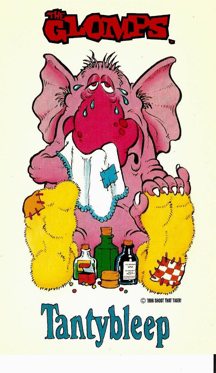 1986 THE GLOMPS - TANTYBLEEP - CUTE ILLUSTRATED DINOSAUR CHARACTER CARD ...