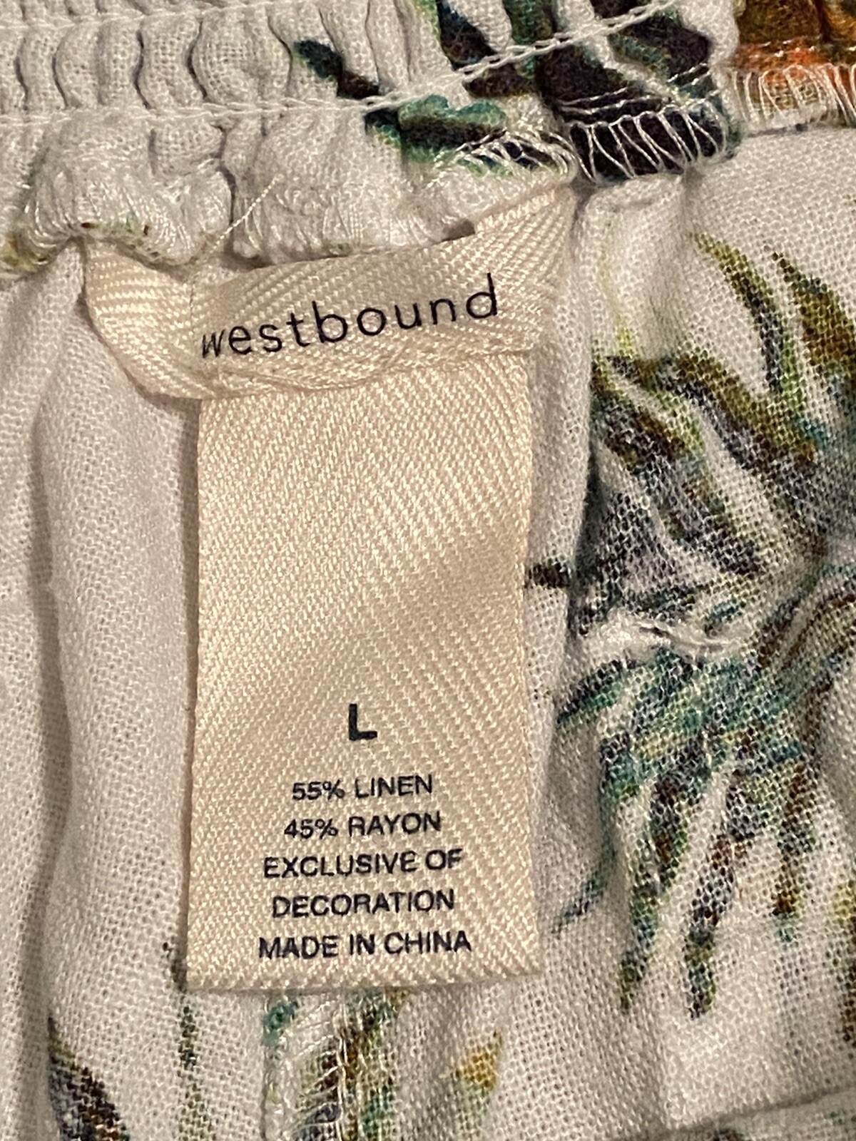 Westbound White Tropical Print Pull On Capri Pants Wo… - Gem