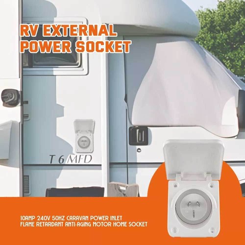 10Amp RV Caravan Power Inlet 240V Motor Home Socket 50Hz AU Plug White ...