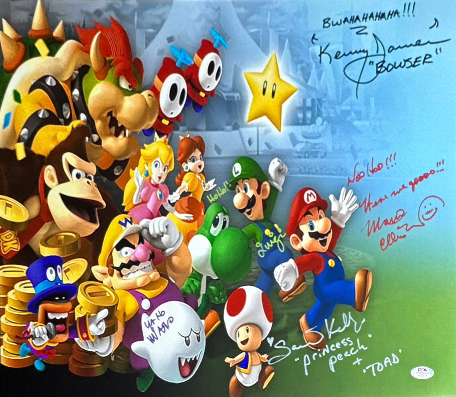 Charles Martinet Autographed Signed + 2 16X20 Super Mario Bros Photo PSA
