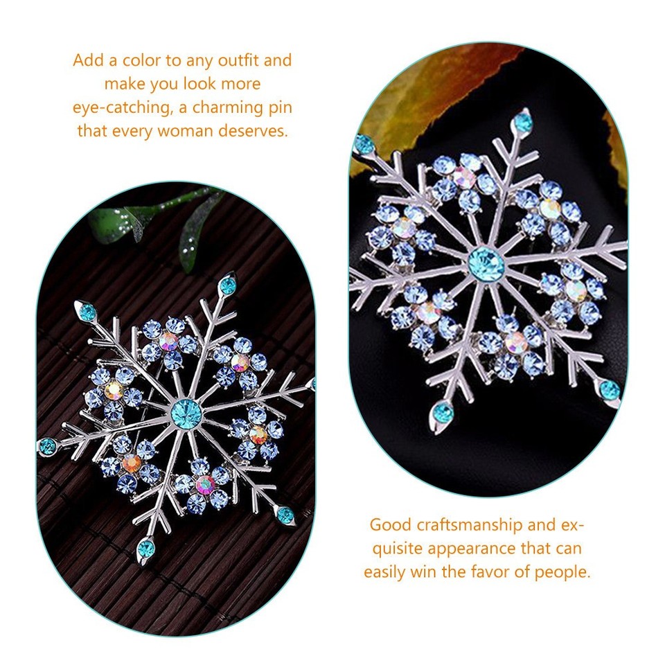 Vintage Rhinestone Snowflake Brooch Pin Crystal Brooch Pin for Women ...