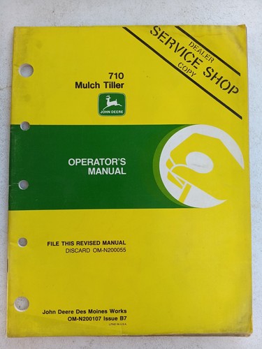 John Deere 710 Mulch Tiller Operator's Manual OM-N200107 B7 Service ...