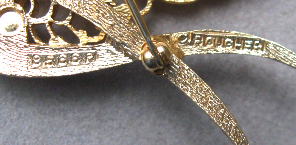 Vintage Signed BOUCHER Flying Bird PIN Gold Tone/ Rhinestones | eBay
