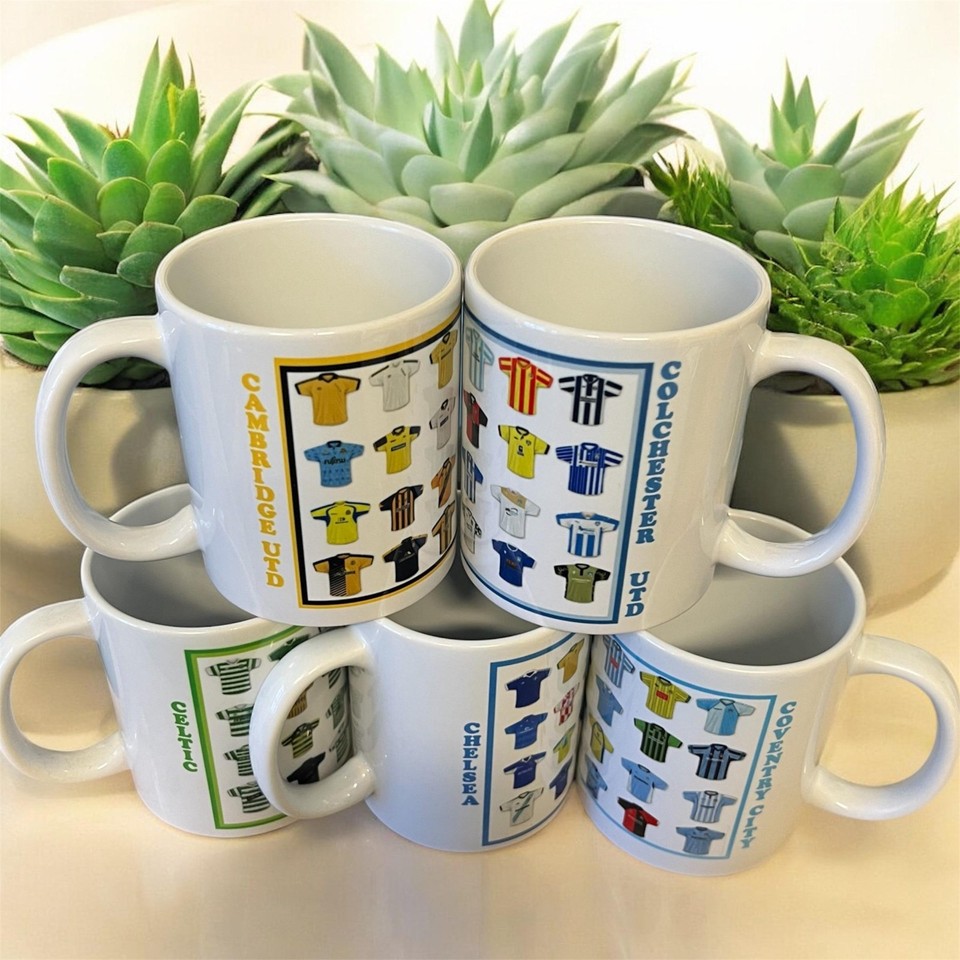 football shirt mugs |football team |personalised| mug for football fans ...