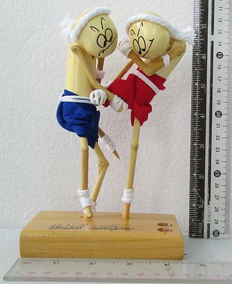 FUNNY Wooden Muay Thai Boxing Figures Pen & Pencil Holder 100% HANDMADE ...