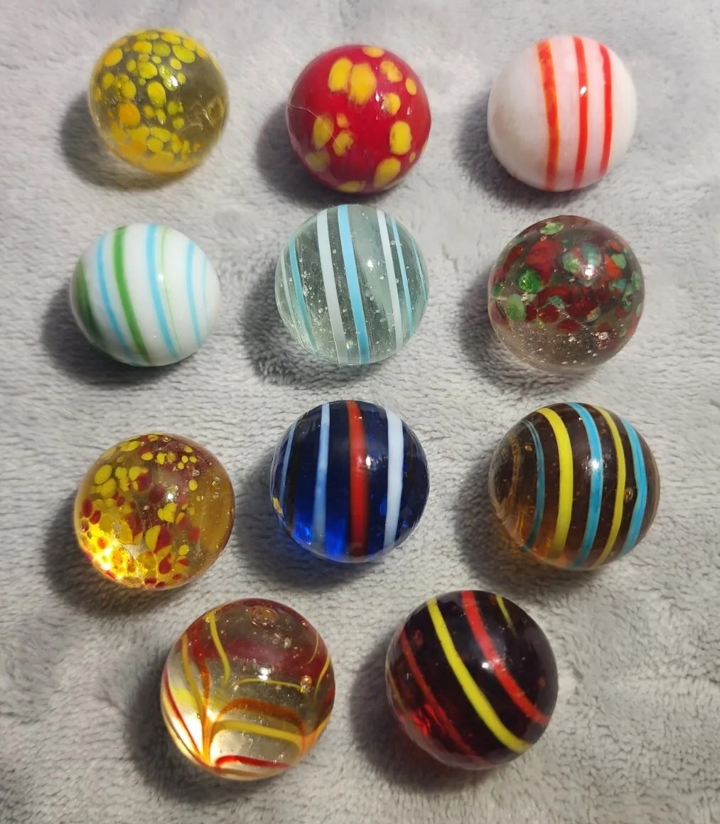 Vintage House Of Marble England 1" Swirl Slag Cadmium Glass Orange Red ...