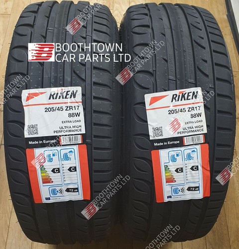 2 x RIKEN 205 45 17 XL 88W UHP PERFORMANCE MADE BY MICHELIN TYRES ...