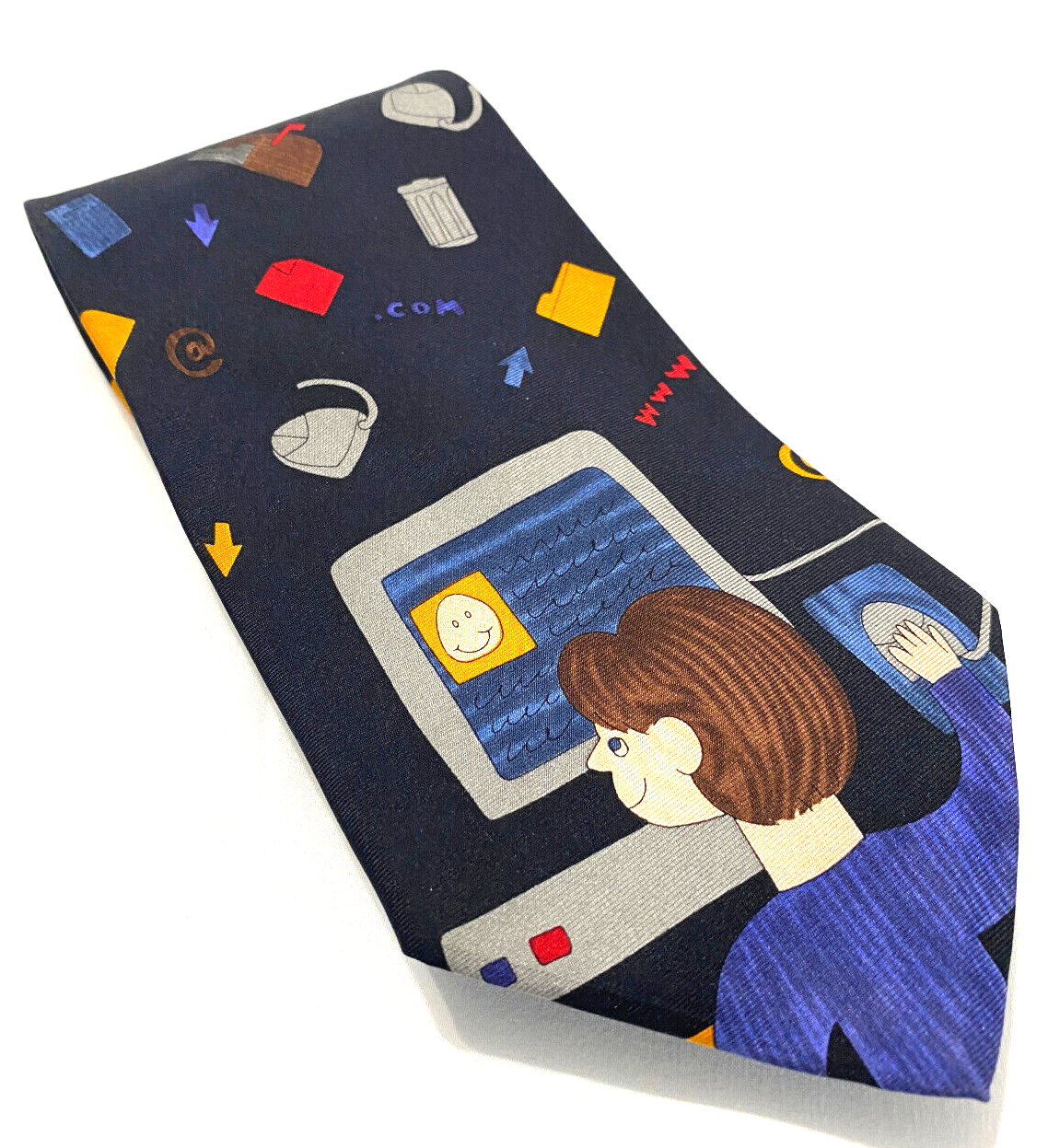 Save The Children Mens Tie Silk Multicolor Tech Tie Computers 58 Long 4 ...