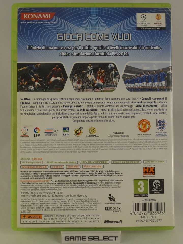 Pro Evolution Soccer 2012 Pes Microsoft Xbox 360 Pal - Originale ...