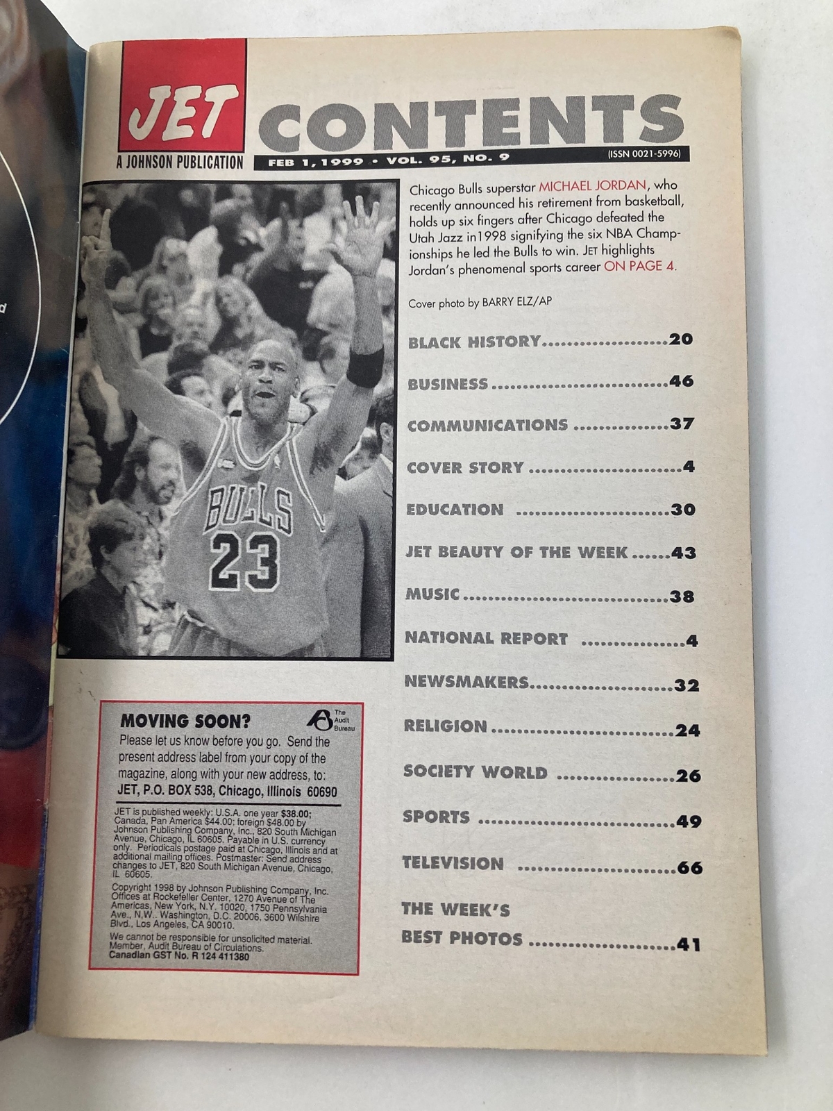 Jet Magazine February 1 1999 Vol 95 #9 Michael Jordan Retires a ...