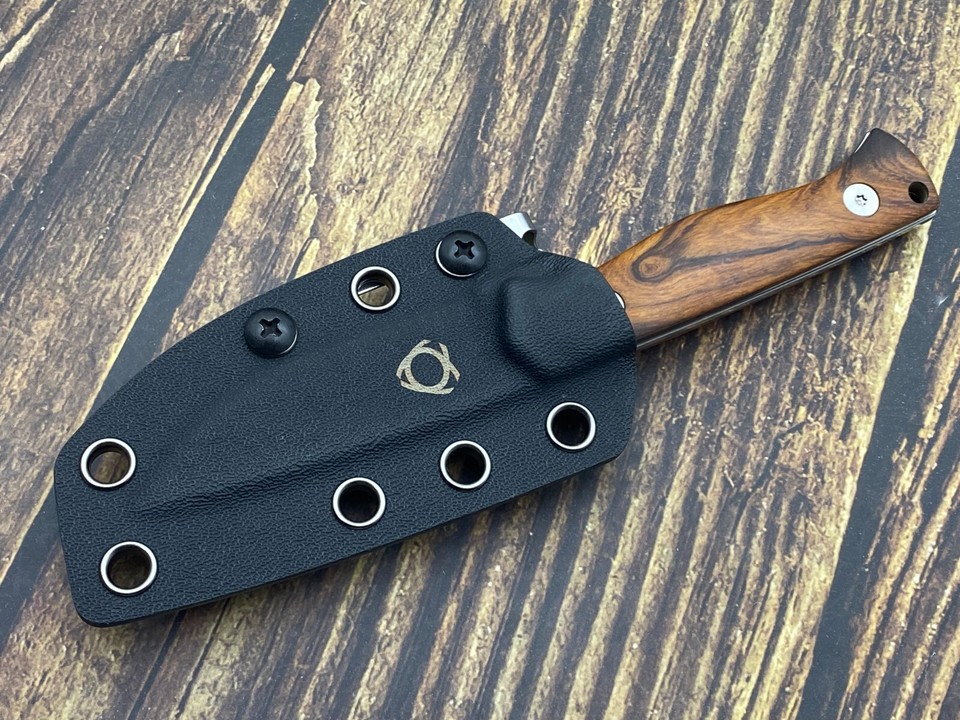 SixLeaf Mini Fixed Blade Knife M390 Desert Ironwood Handle BeltSheath ...