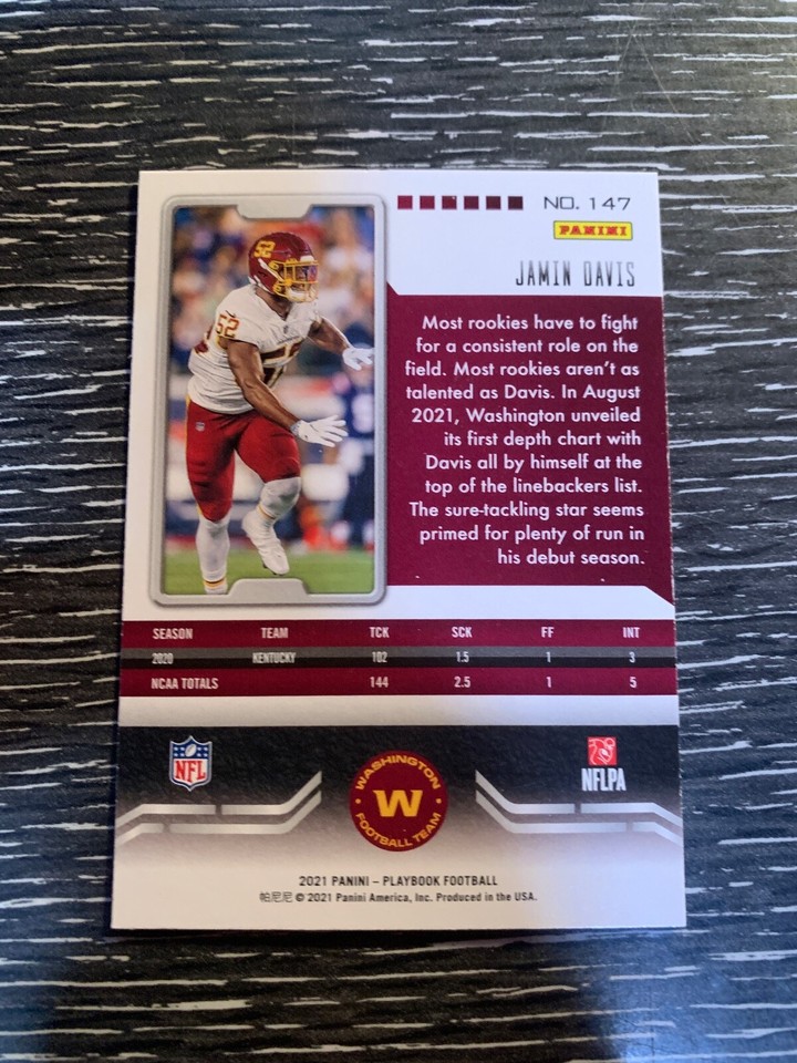 2021 Panini Playbook #147 Jamin Davis Washington Commanders ROOKIE 2B ...