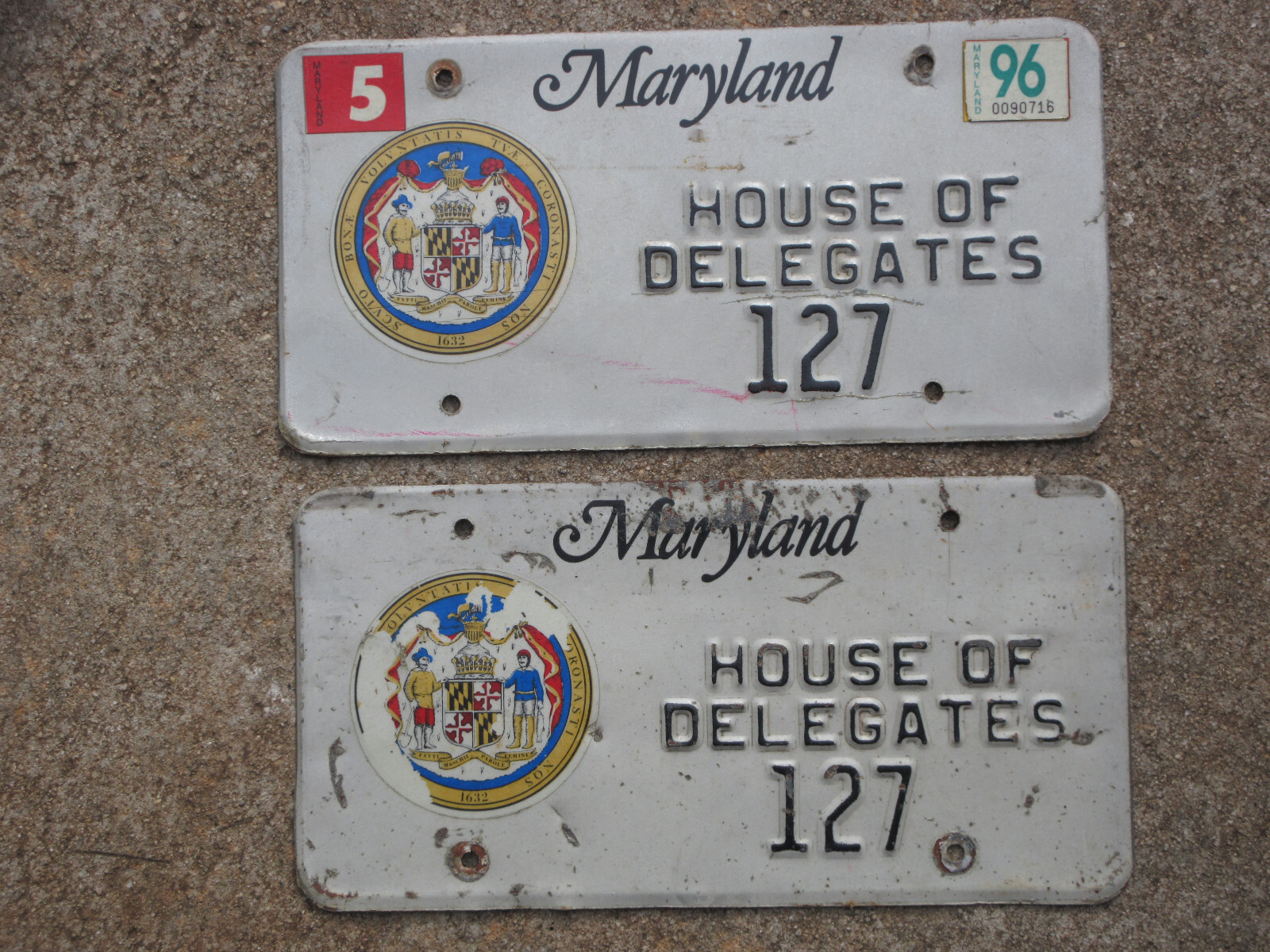 1996 Maryland House of Delegates License Plate Pair 127 Delegate ...